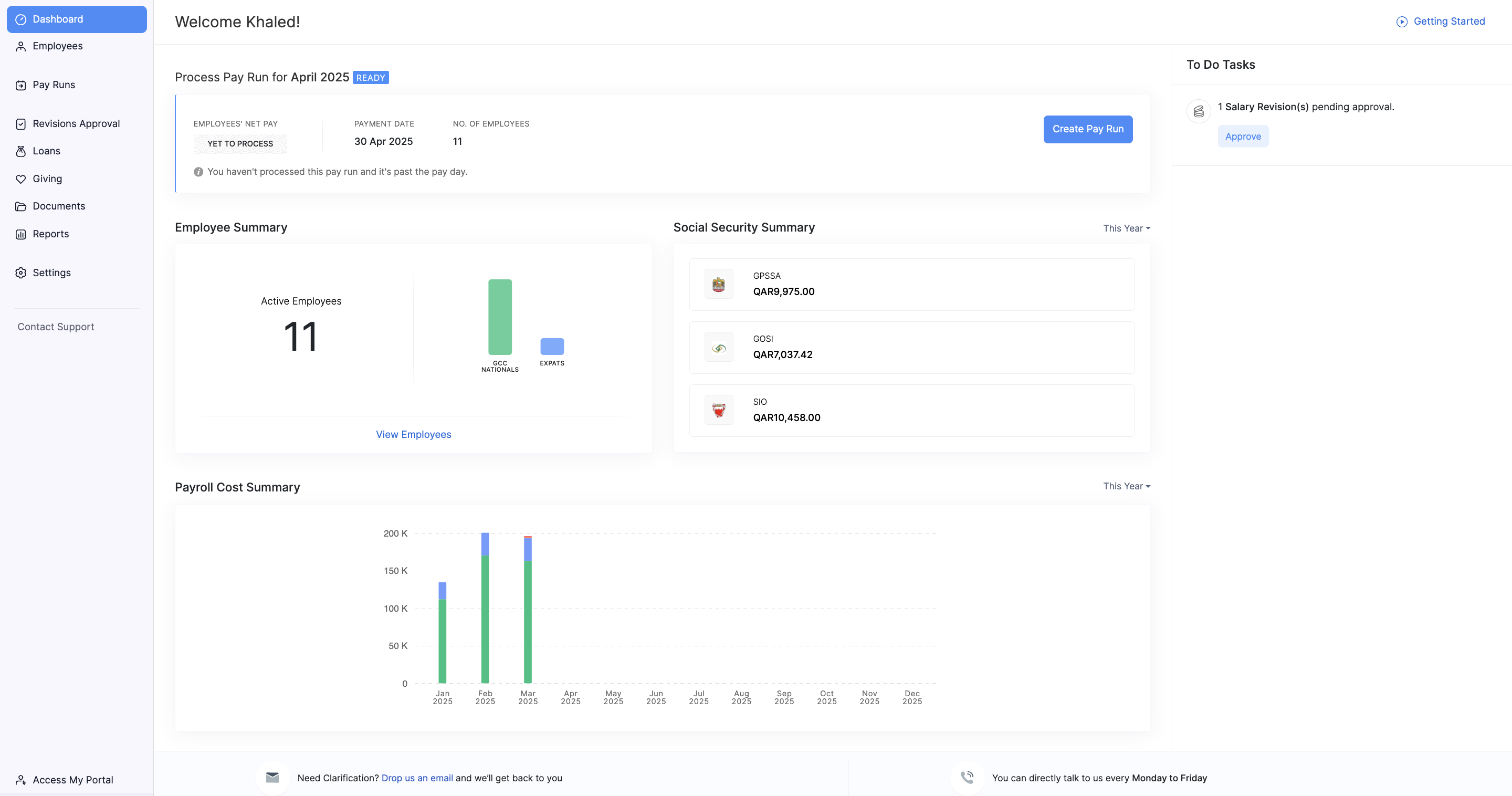 Dashboard Zoho Payroll Help