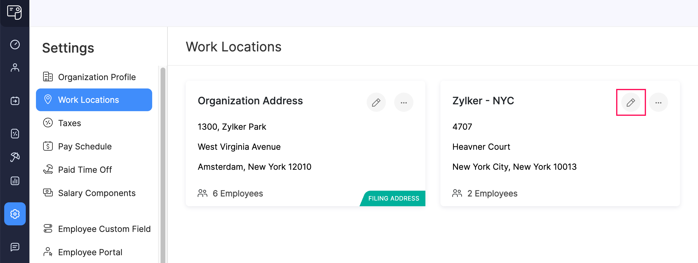 Work Locations | Zoho Payroll | Help