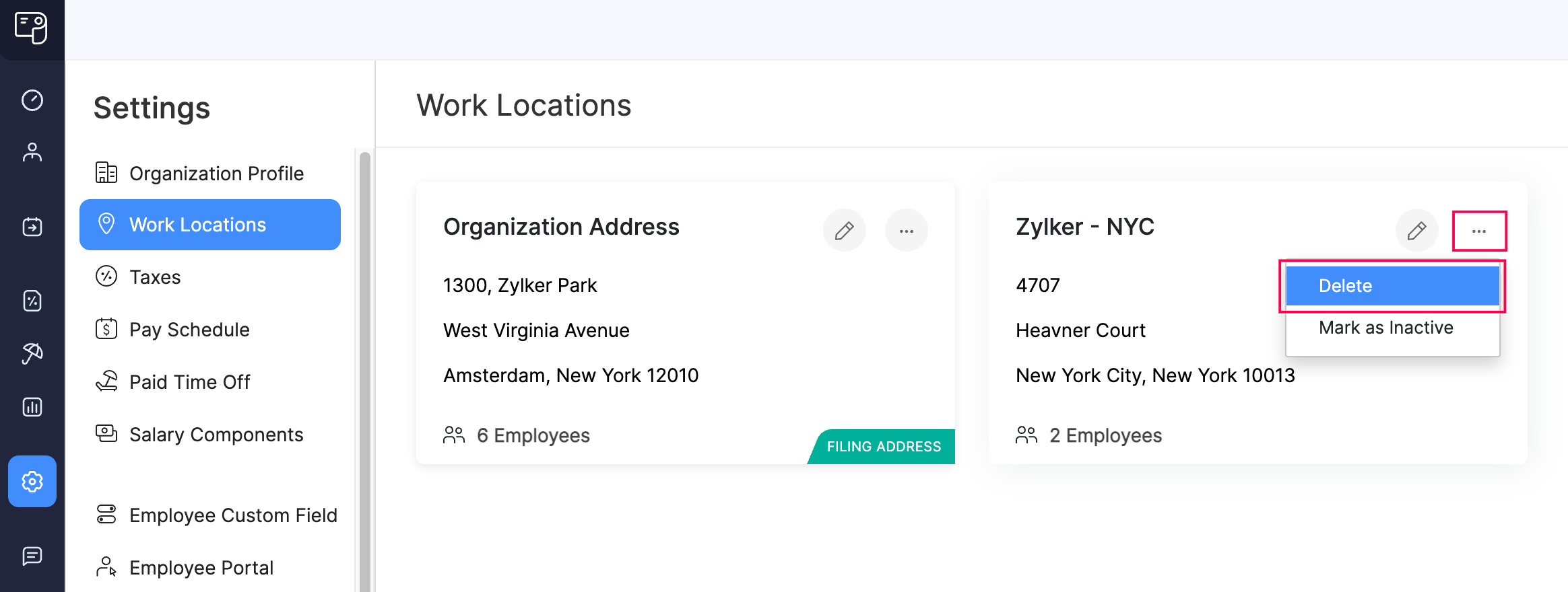 Work Locations | Zoho Payroll | Help