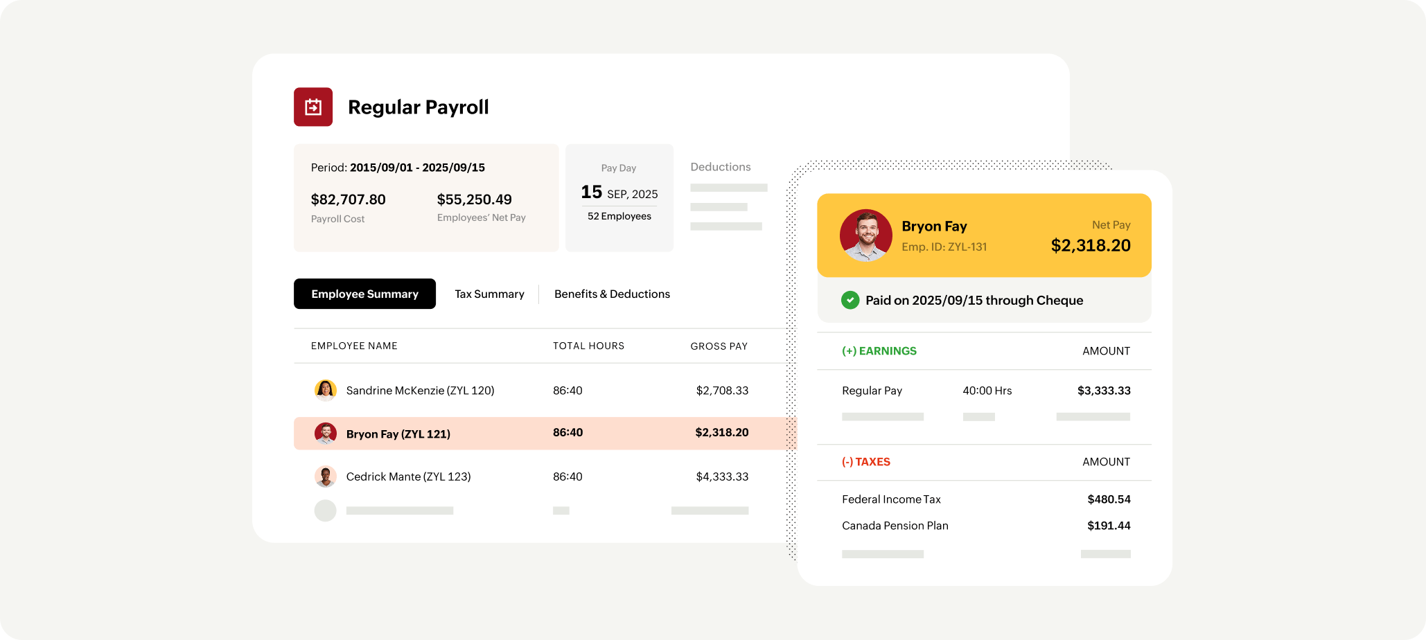 Run payroll with all features you need | Zoho Payroll Canada