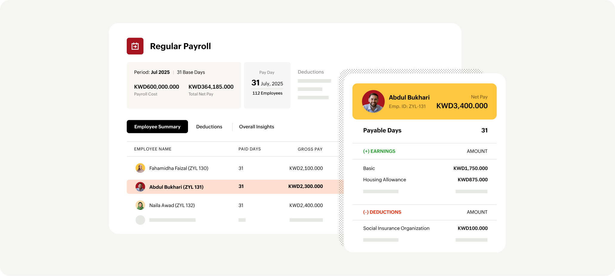 Features | Zoho Payroll Kuwait