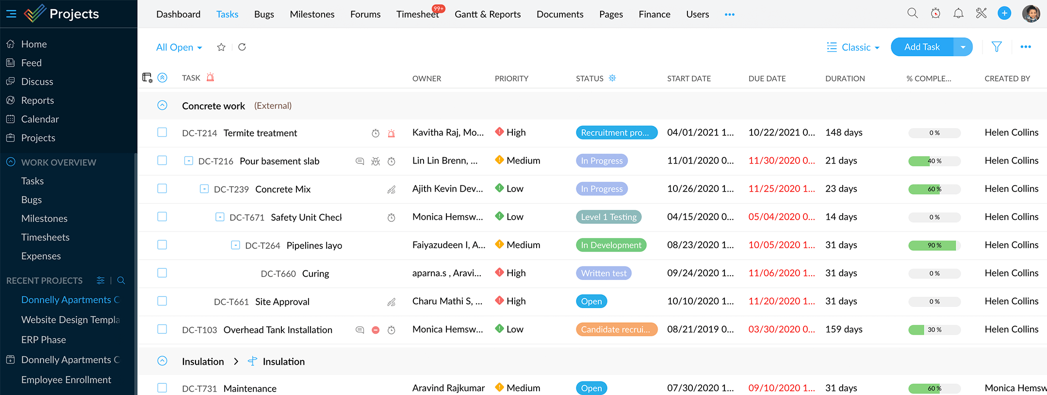 Construction Project Management Software Zoho Projects