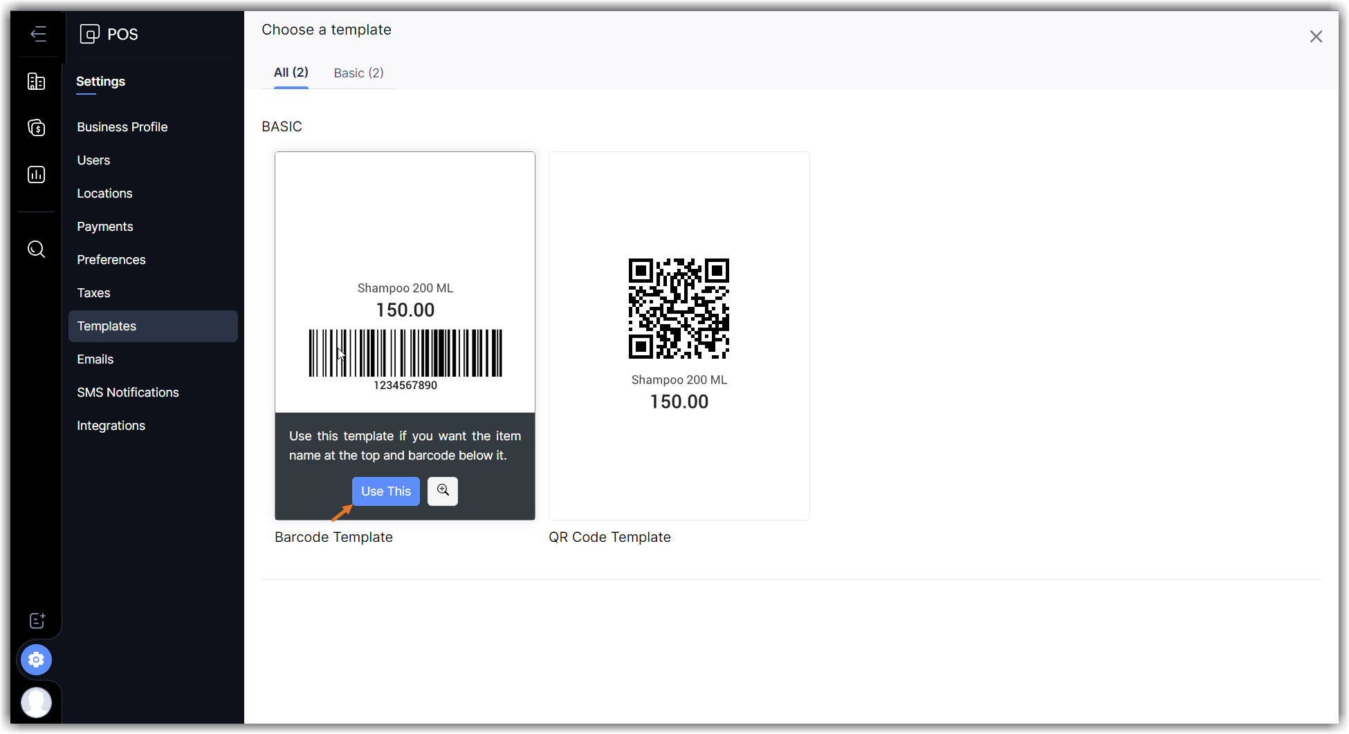 Configure Barcode Template | Online help - Zoho POS