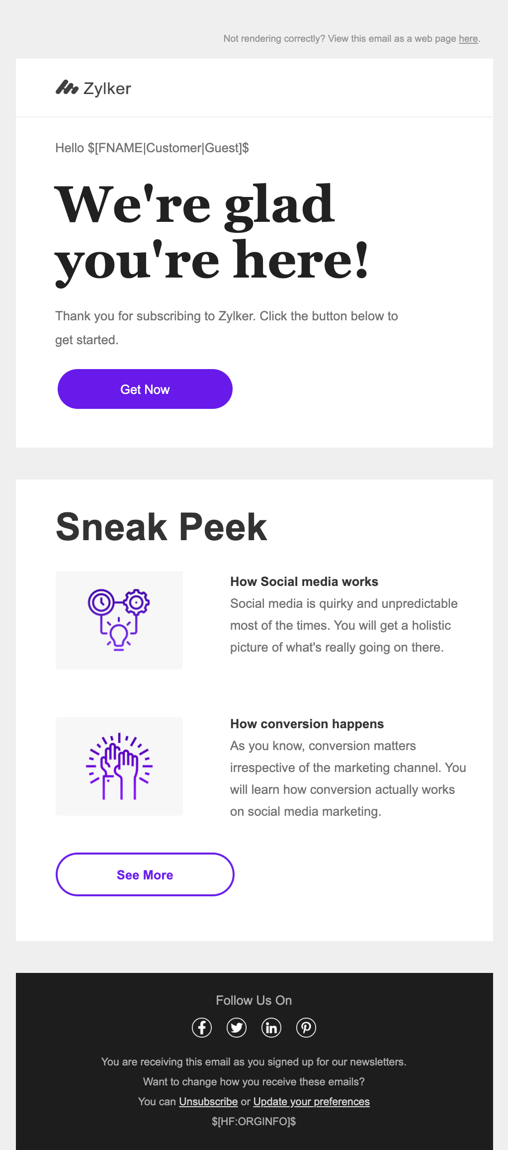 Galeria de modelos de e-mail em HTML | Zoho Campaigns