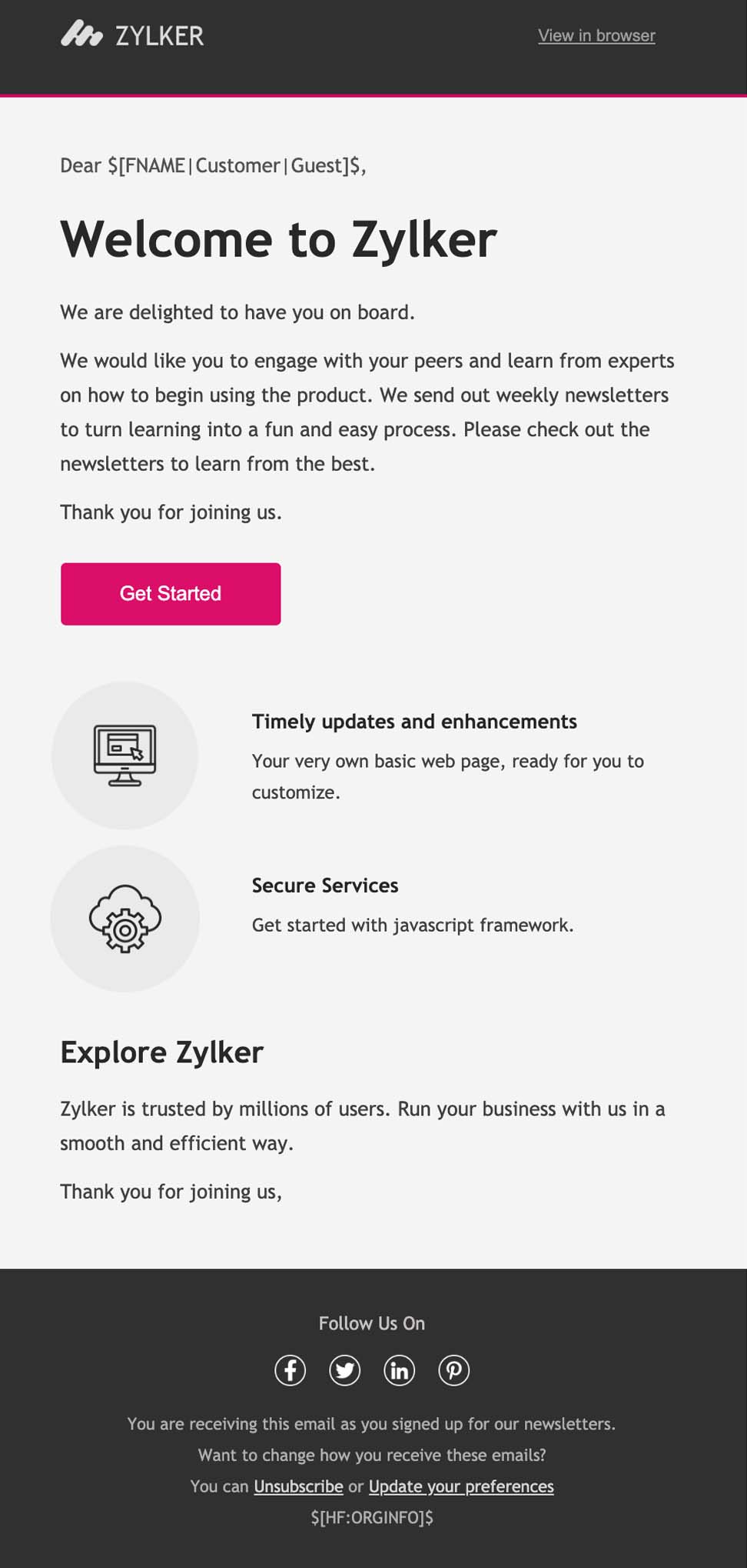 Galería de plantillas HTML de correo electrónico | Zoho Campaigns