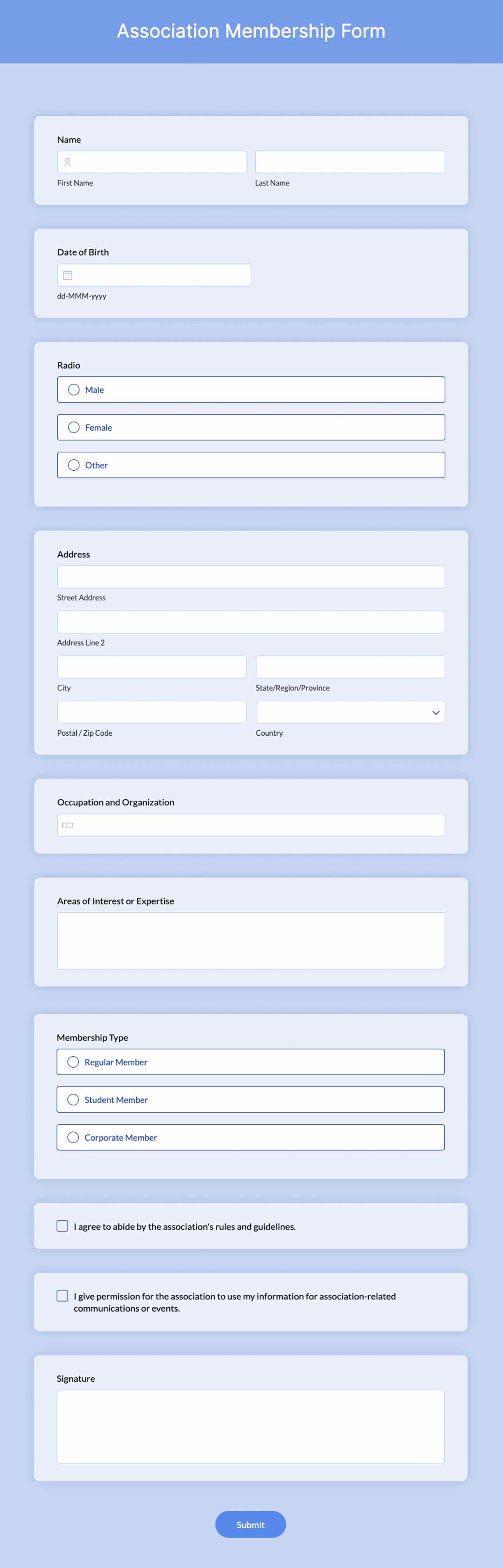 Club Membership Form Template - Zoho Forms