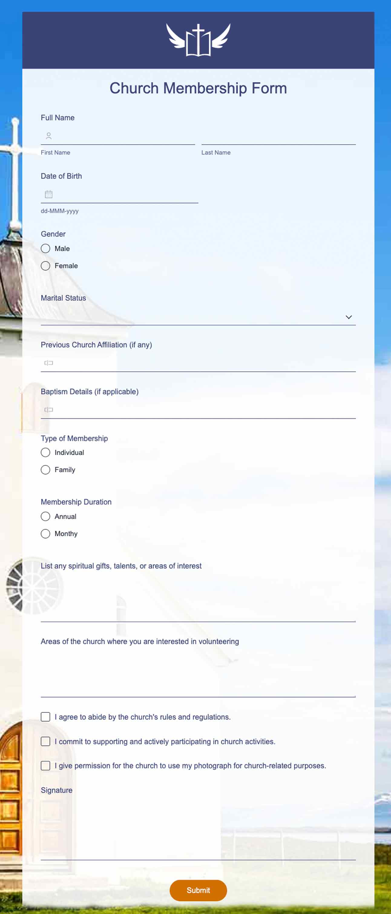 Club Membership Form Template - Zoho Forms