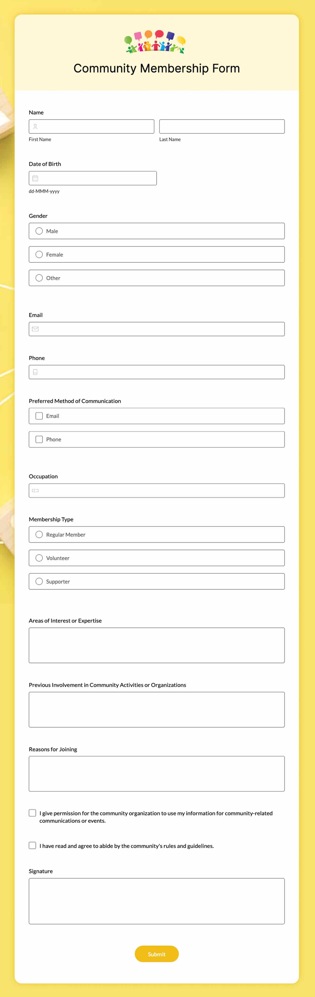 Club Membership Form Template - Zoho Forms