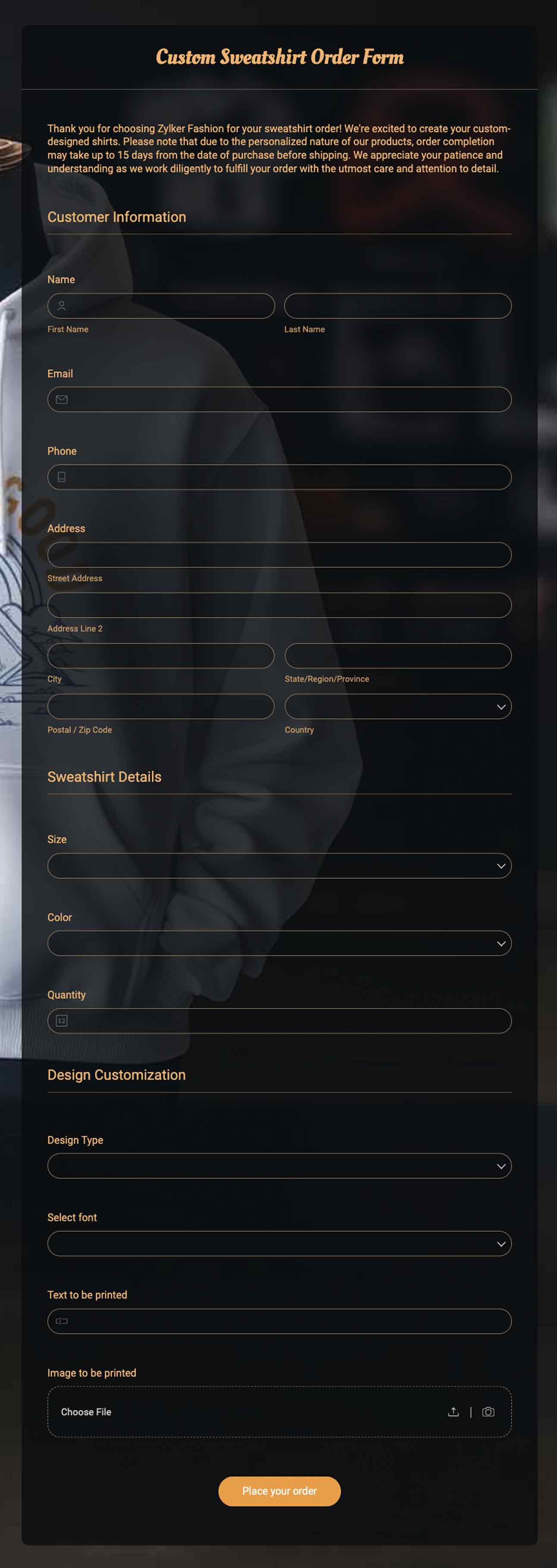 Free order form templates – Zoho Forms