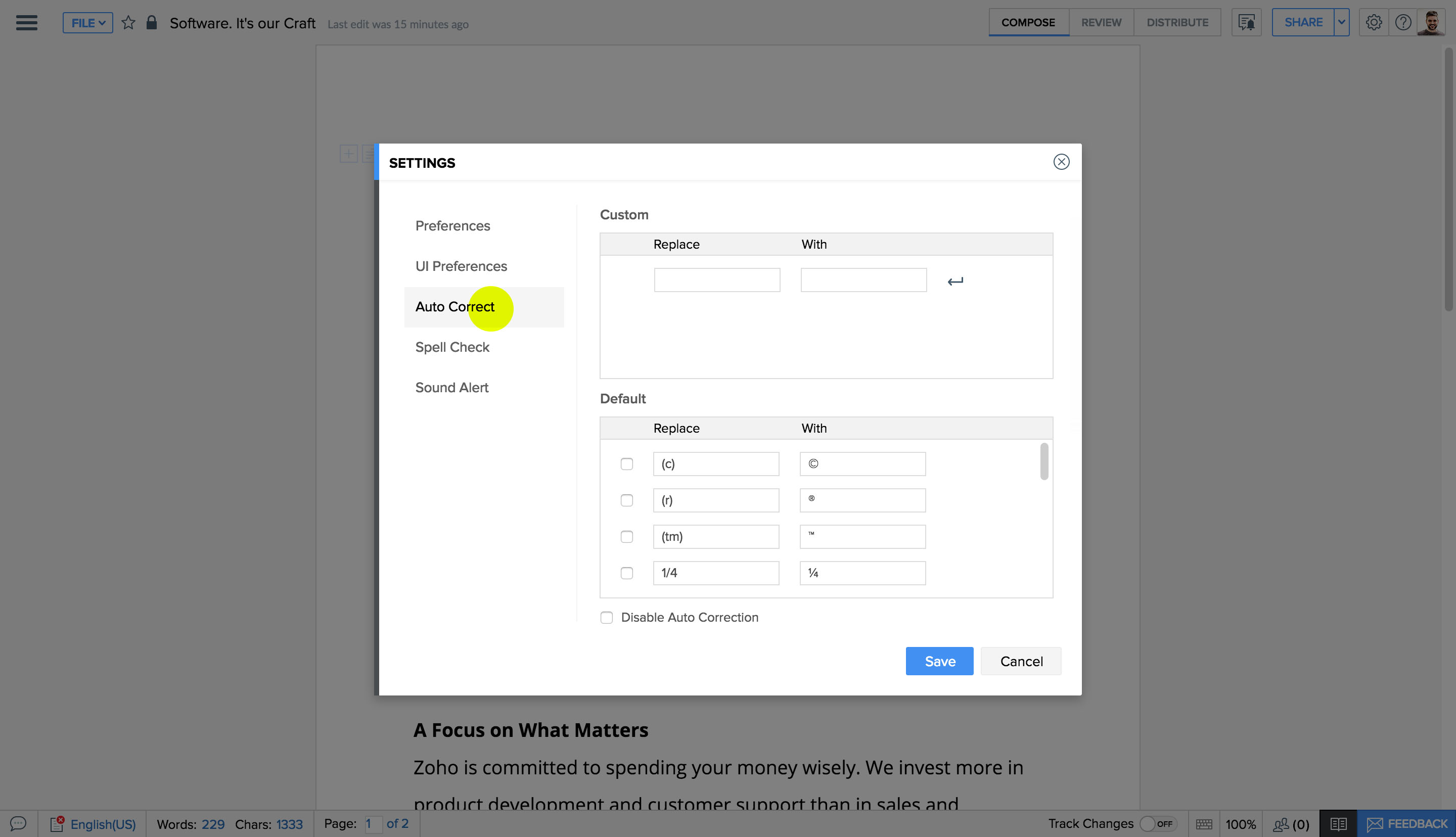 Document Settings In Writer